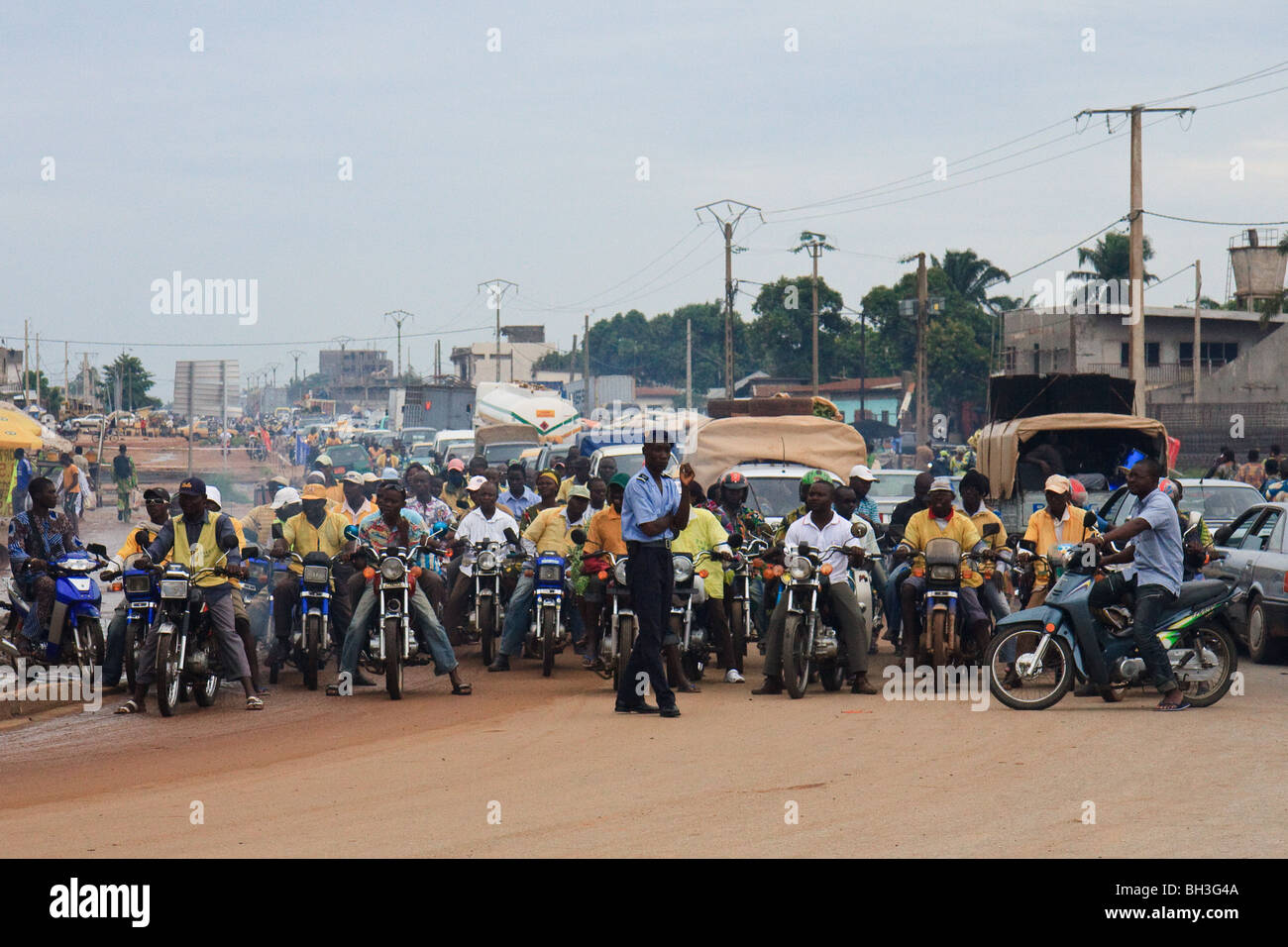 Africa Benin Cotonou Motorbike Street Transport Stock Photo - Alamy