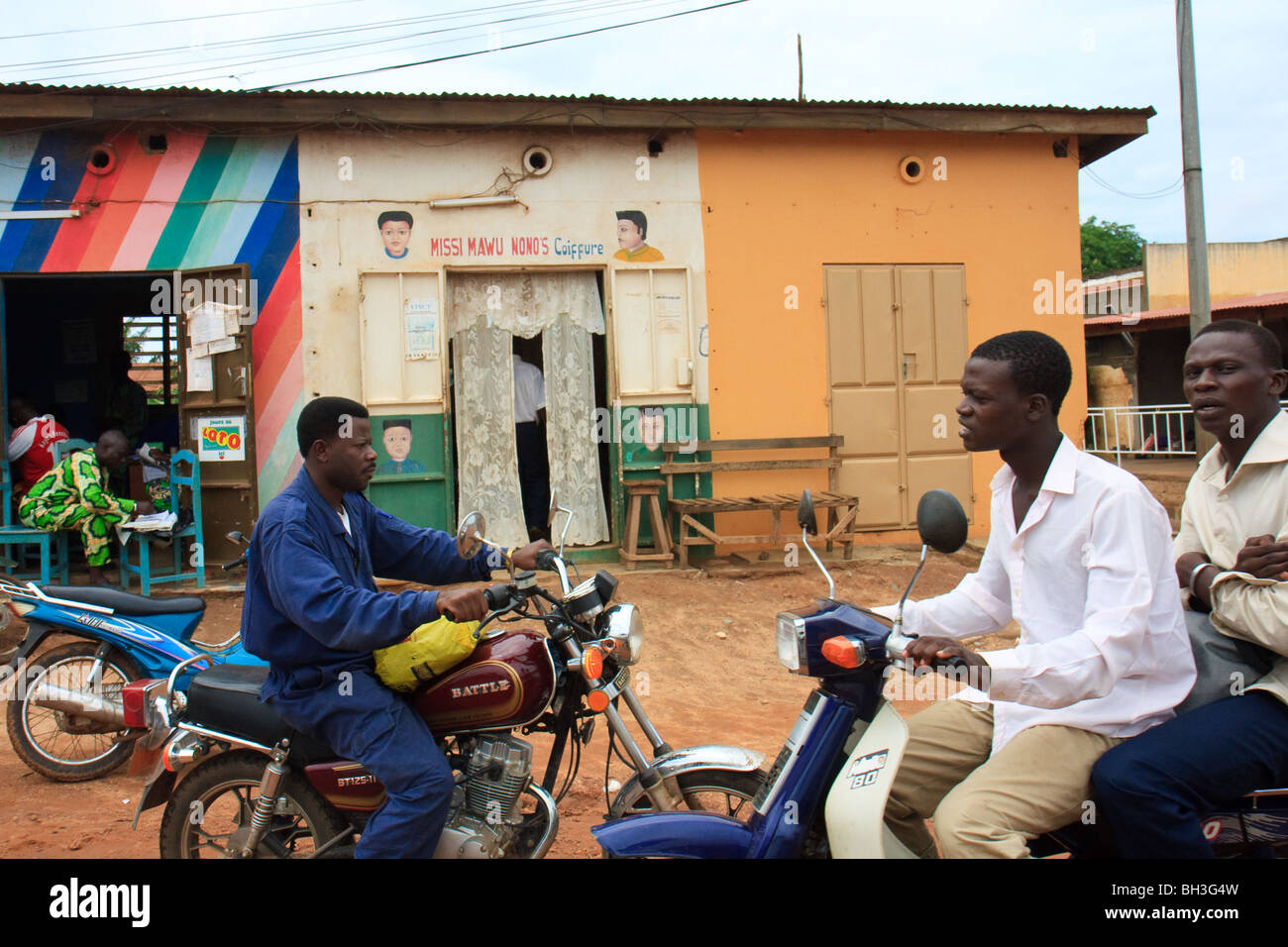 Africa Benin Cotonou Motorbike Street Transport Stock Photo - Alamy