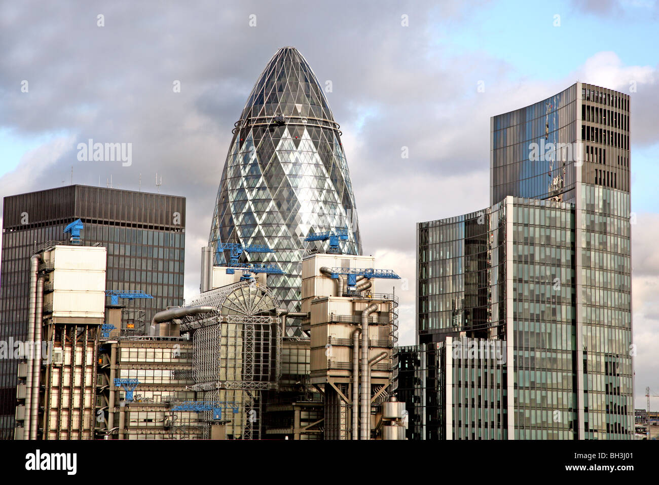 The Gherkin and Lloyds building in City of London Stock Photo - Alamy