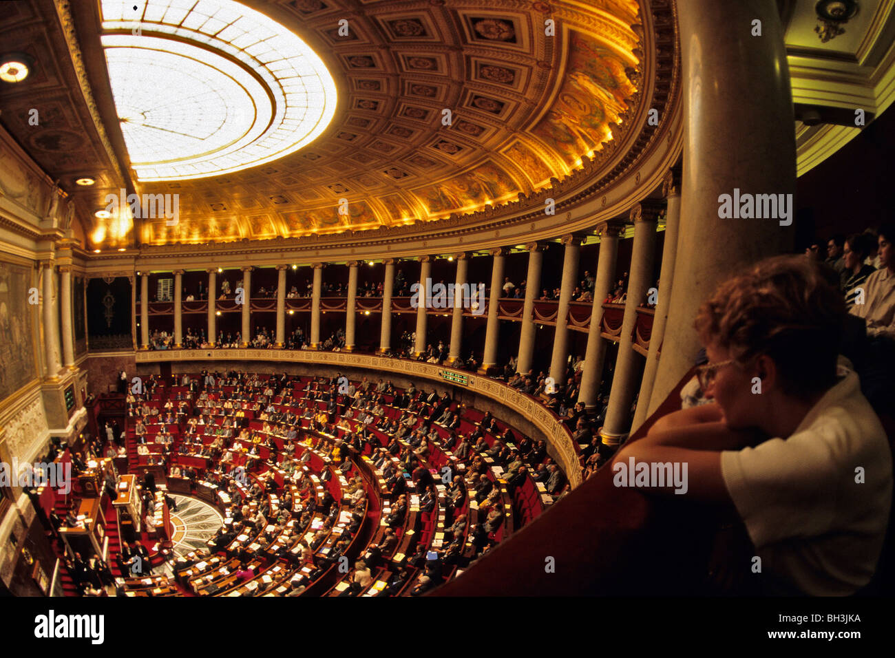 HEMICYCLE IN THE PALAIS BOURBON, SEAT OF THE FRENCH NATIONAL ASSEMBLY ...