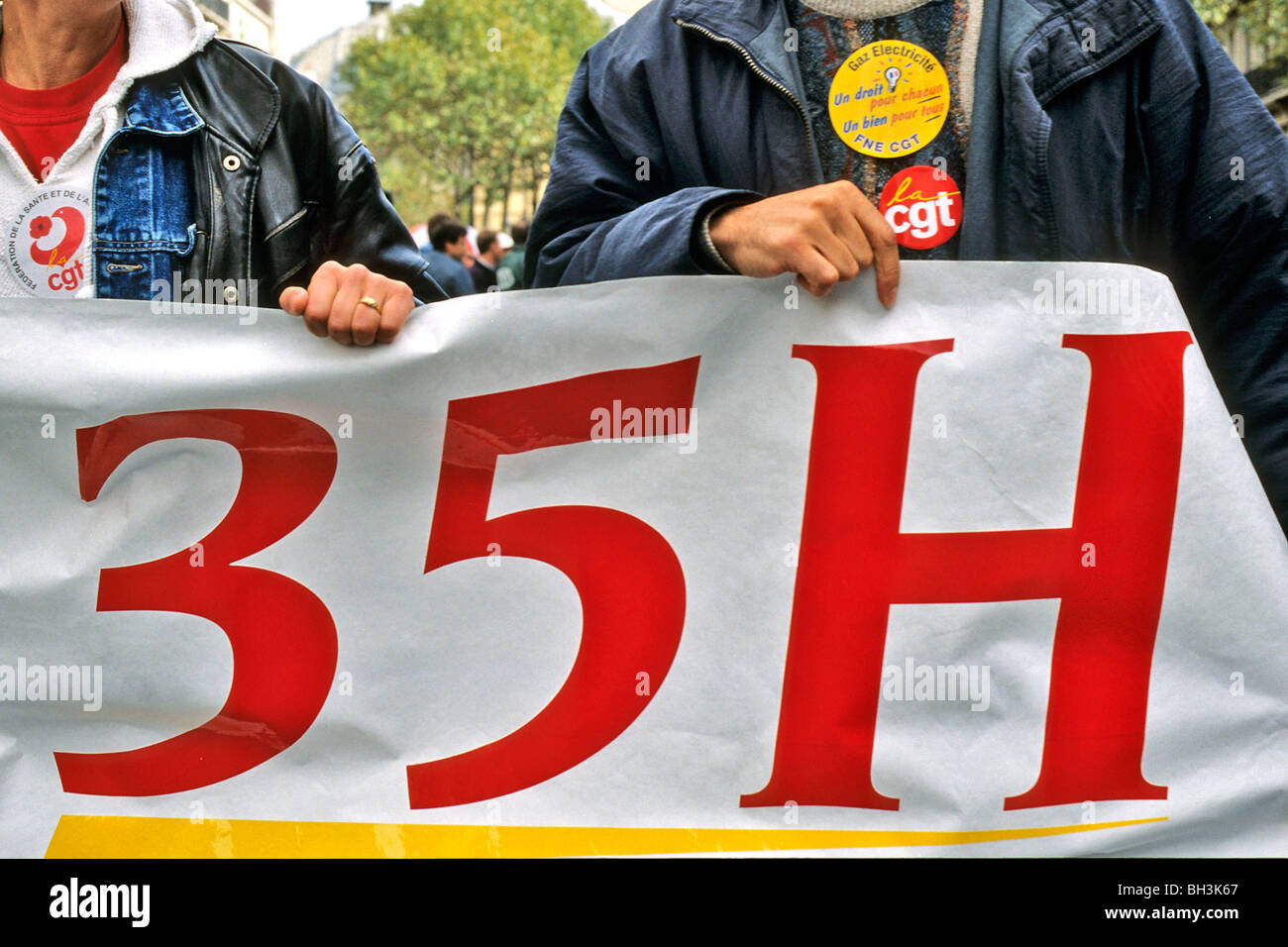 Work hours demonstration for the 35 hour work week hi-res stock ...