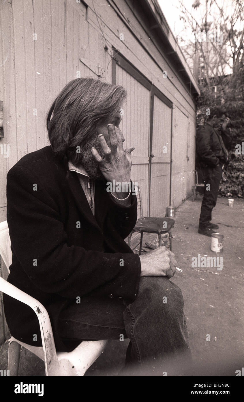 1960s musician Skip Spence outside a halfway house on the streets of ...