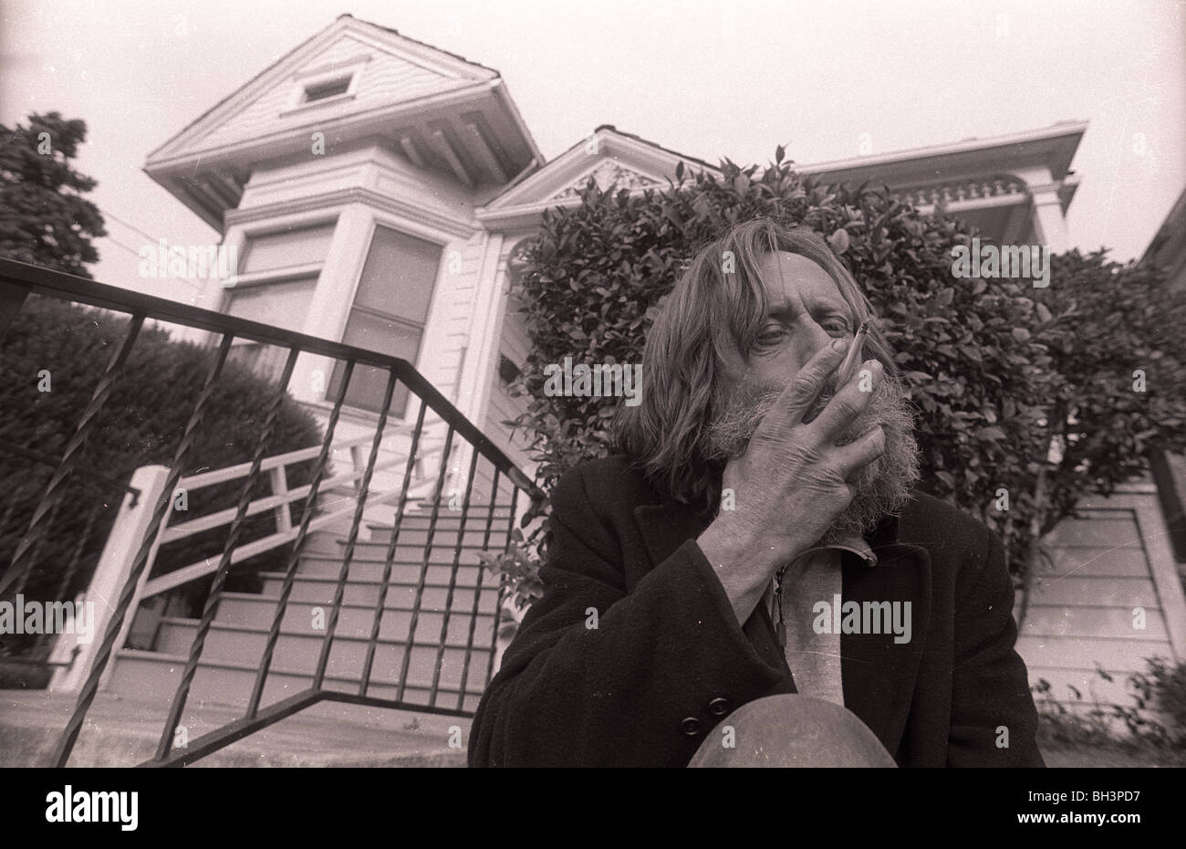 1960s musician Skip Spence outside a halfway house on the streets of ...