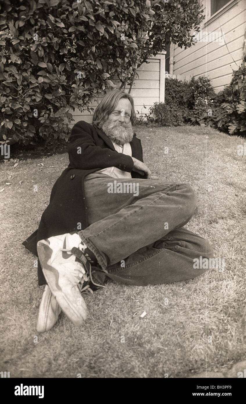 1960s musician Skip Spence outside a halfway house on the streets of ...