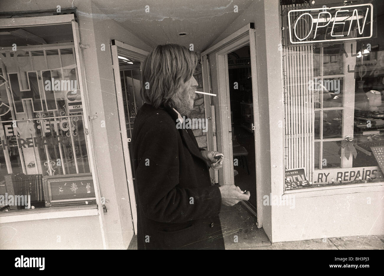 1960s musician Skip Spence outside a halfway house on the streets of ...