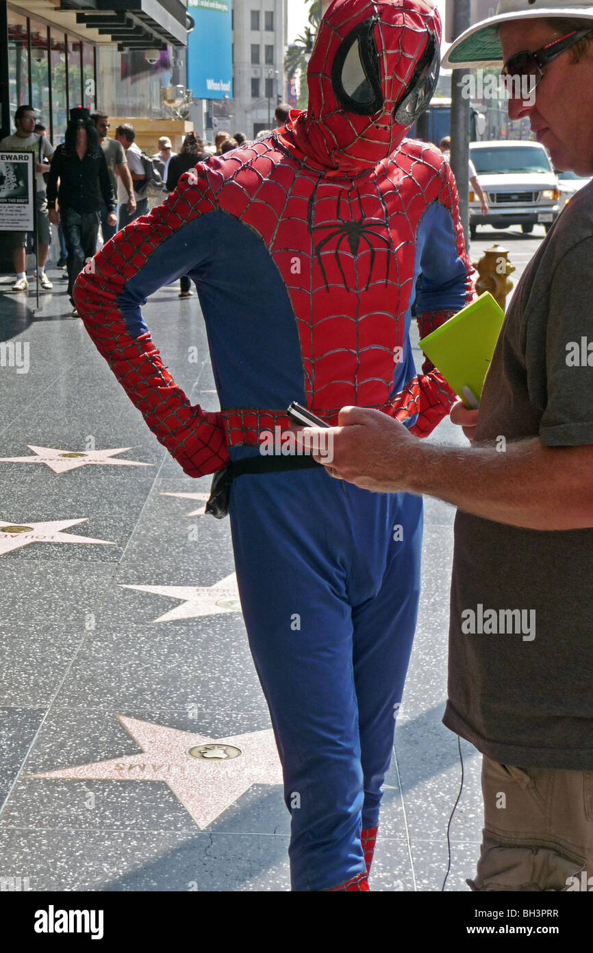 SPIDERMAN LOOK-ALIKE ON HOLLYWOOD BOULEVARD, LOS ANGELES, CALIFORNIA ...