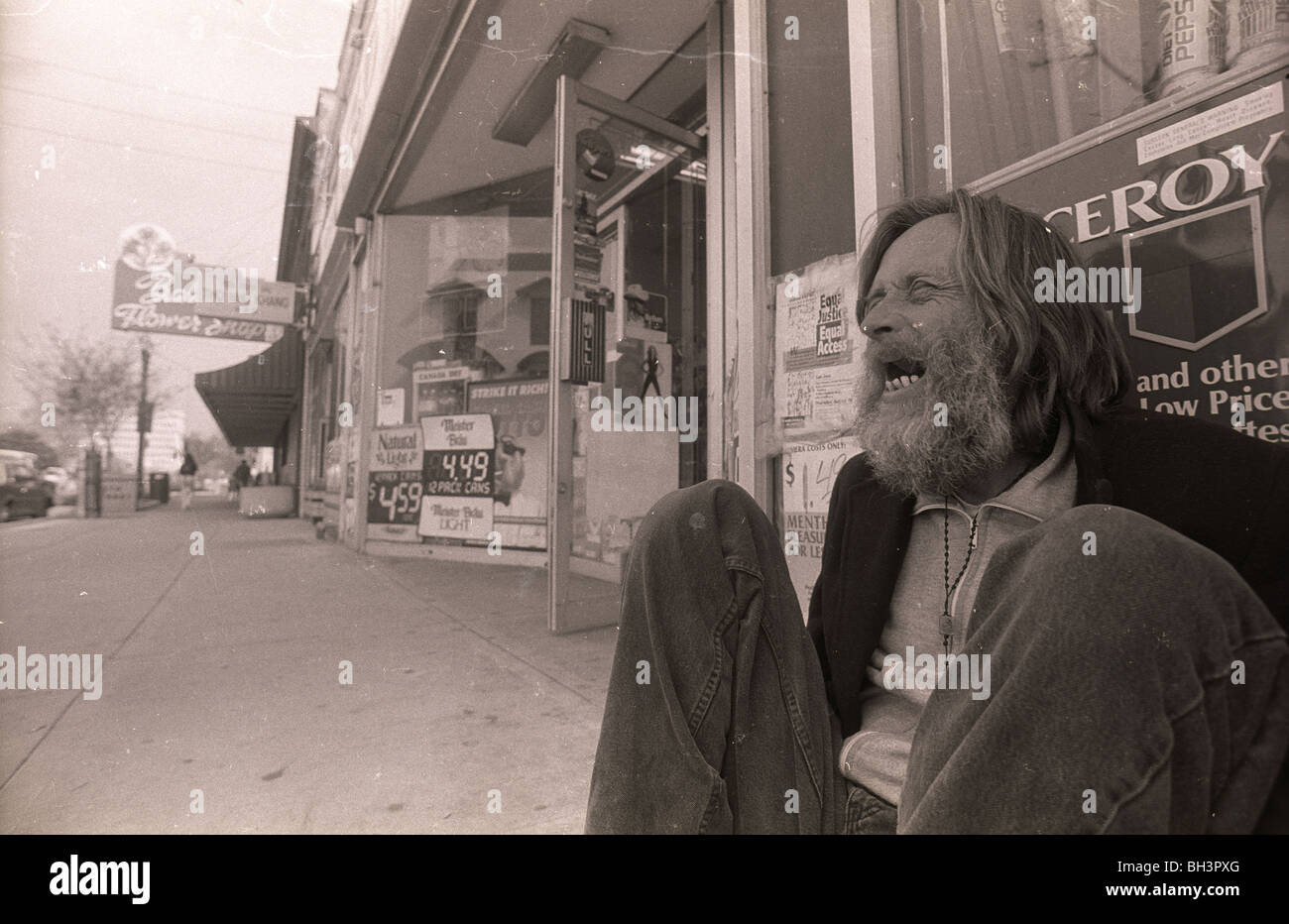 1960s musician Skip Spence outside a halfway house on the streets of ...