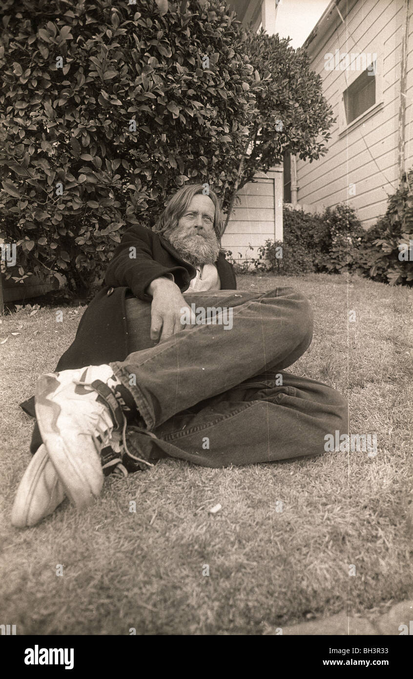 1960s musician Skip Spence outside a halfway house on the streets of ...