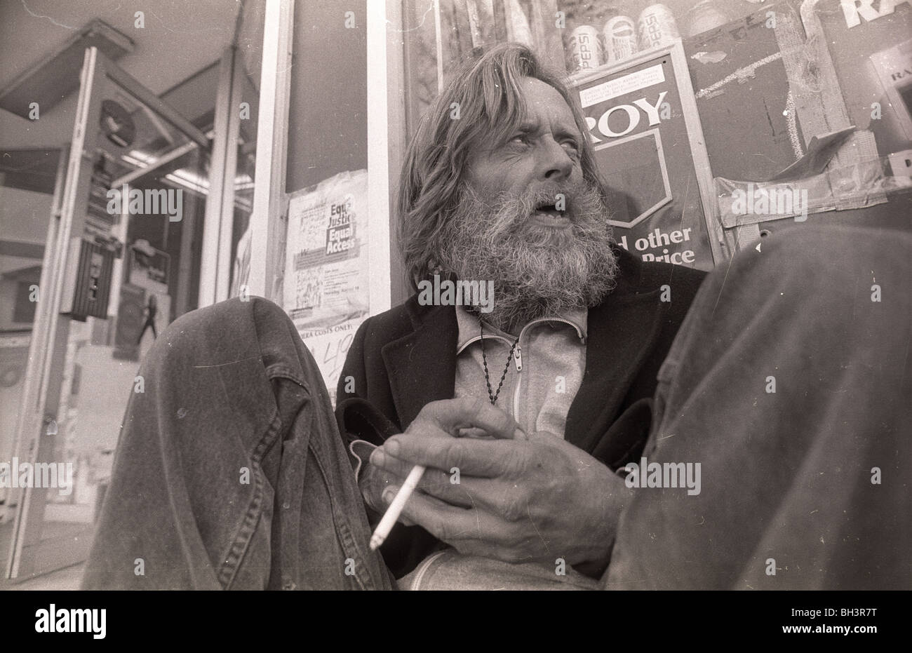 1960s musician Skip Spence outside a halfway house on the streets of ...