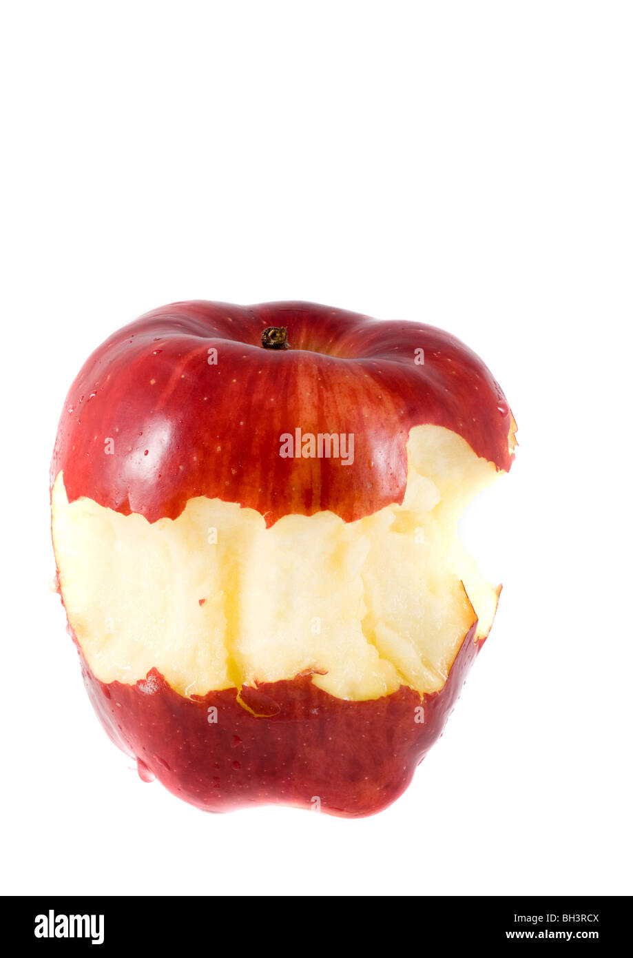 taken a bite apple on a white background Stock Photo - Alamy
