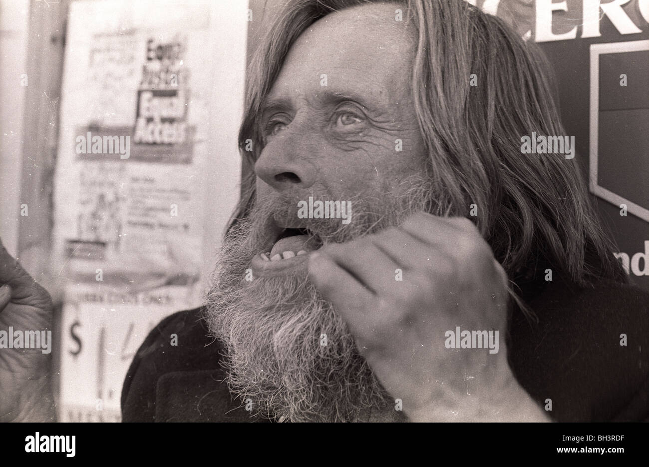 1960s musician Skip Spence outside a halfway house on the streets of ...