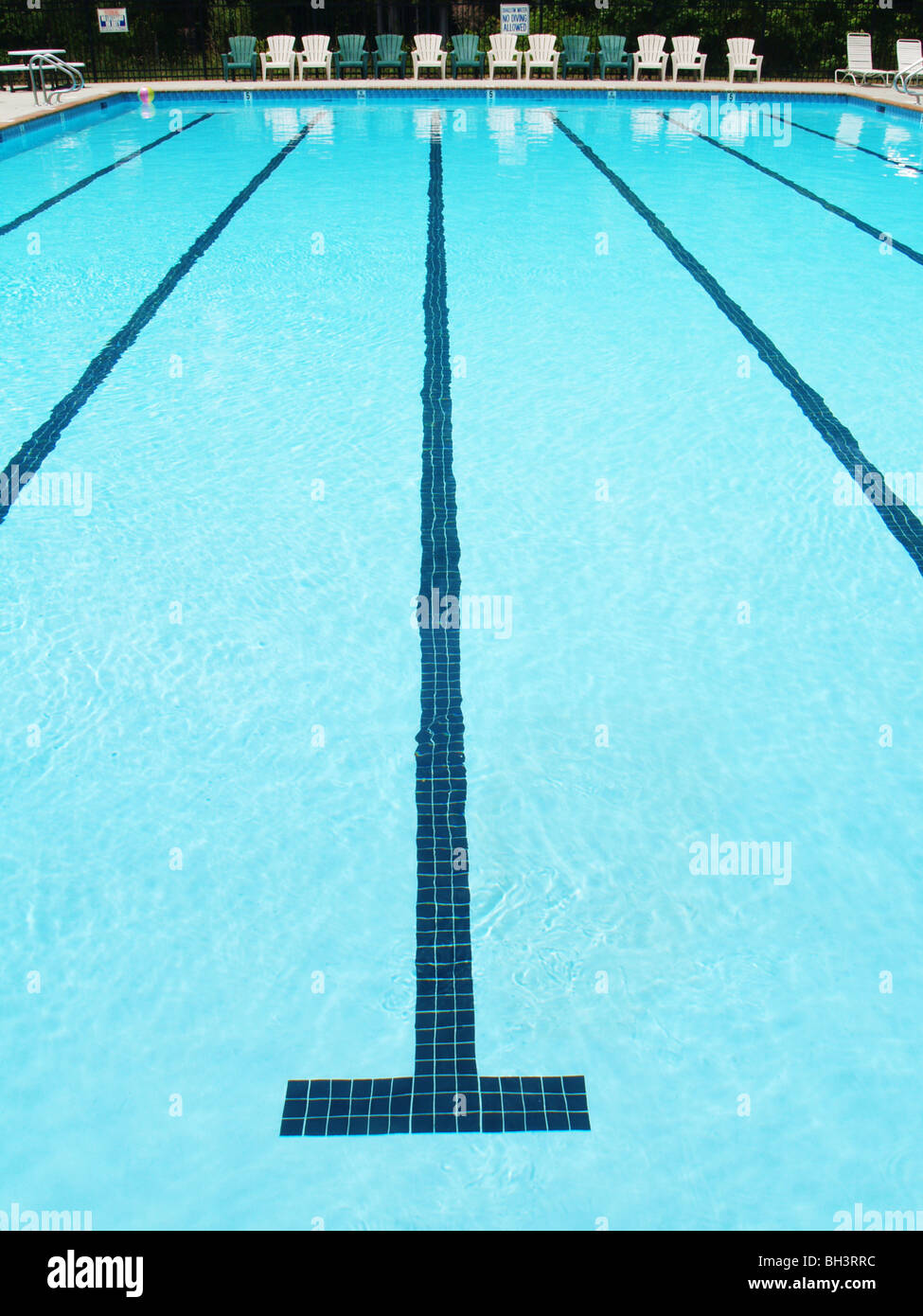 Olympic sized swimming pool lane with stripe on the bottom Stock Photo ...