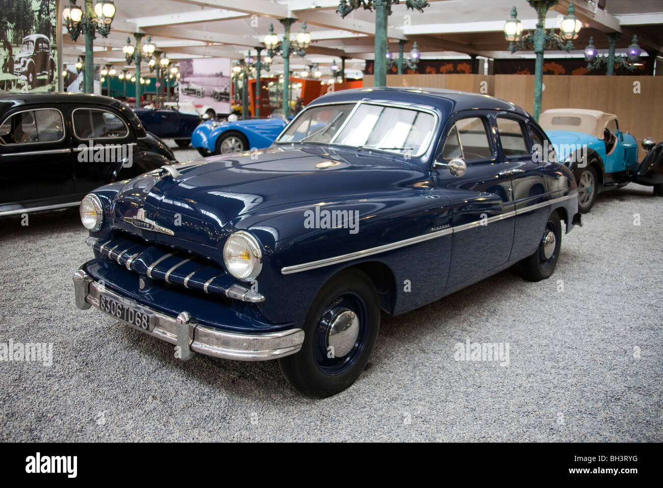 Blue Vedette car at Schlumpfs motor Museum Mulhouse France horizontal ...