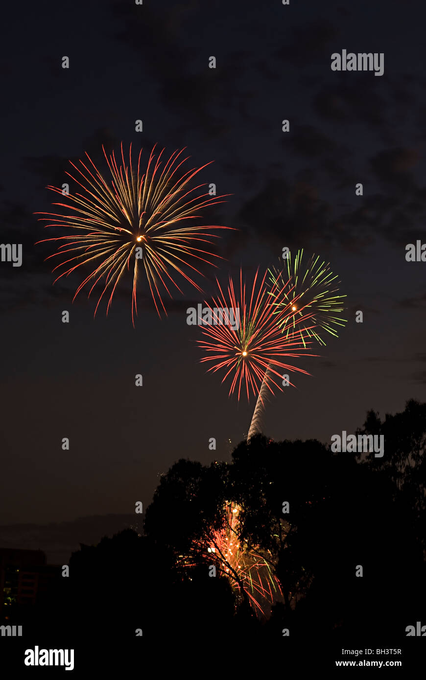 Fireworks in the sky for a celebration at night, New Years Eve Stock ...