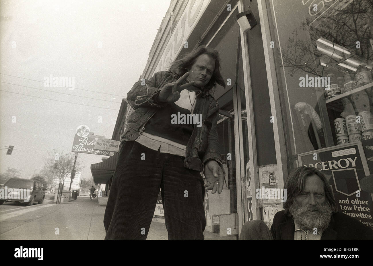 1960s musician Skip Spence outside a halfway house on the streets of ...