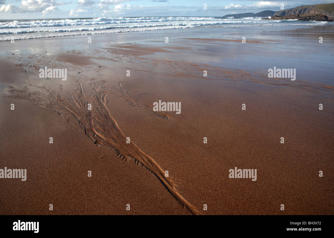 Tidal patterns in sand at Sandwood Bay Stock Photo - Alamy