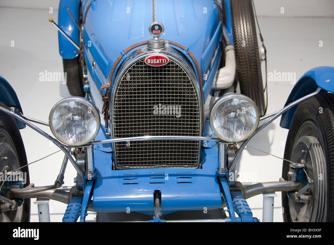 Blue racing bugatti bonnet type 35 at Schlumpfs motor Museum Mulhouse ...