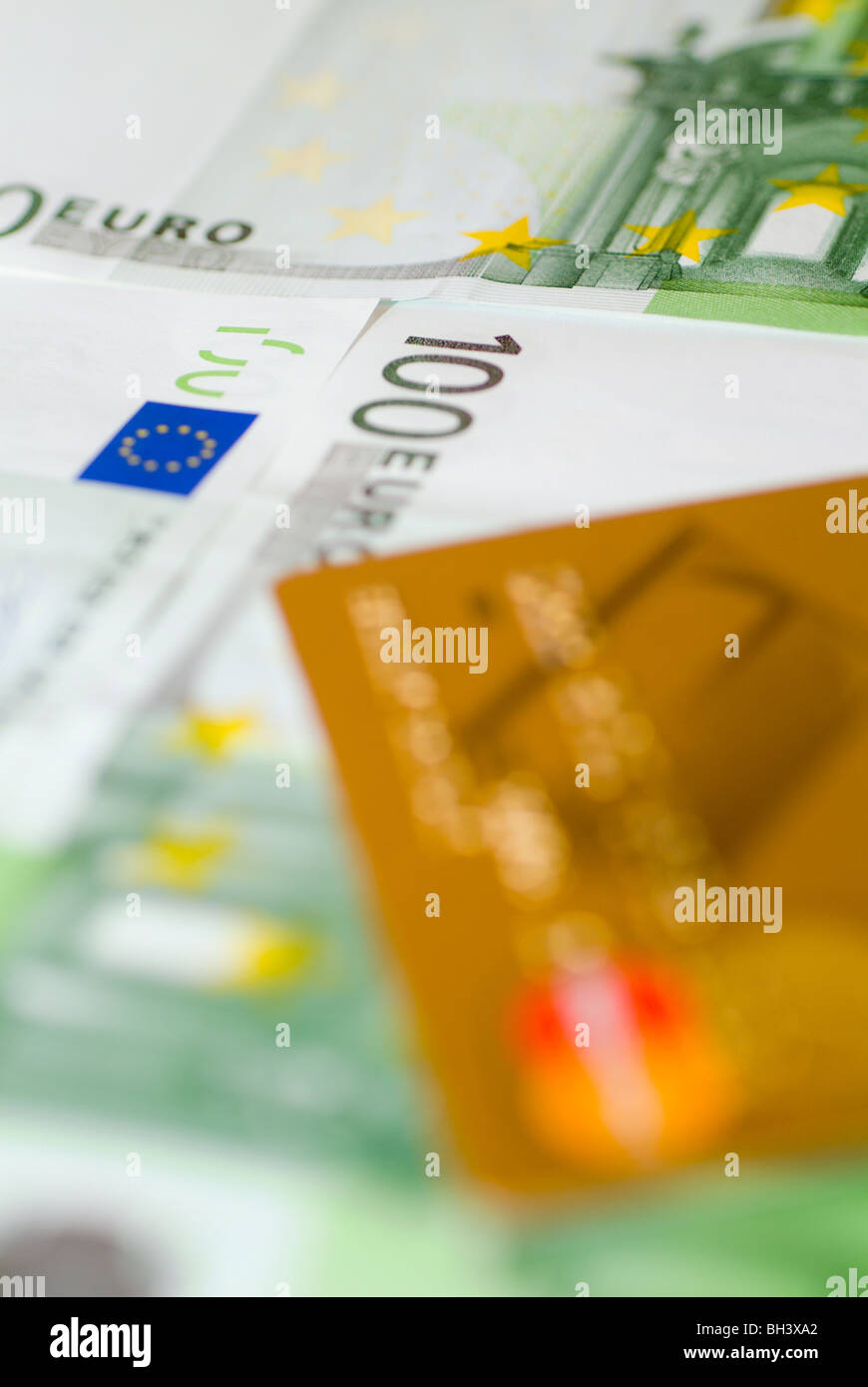 Banknotes of euro and credit-card Stock Photo - Alamy