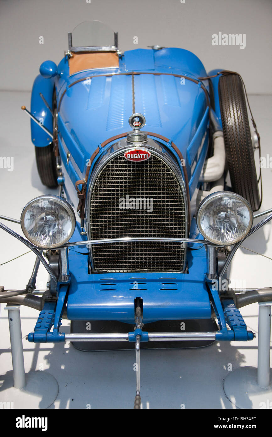 Blue racing bugatti bonnet type 35 at Schlumpfs motor Museum Mulhouse ...