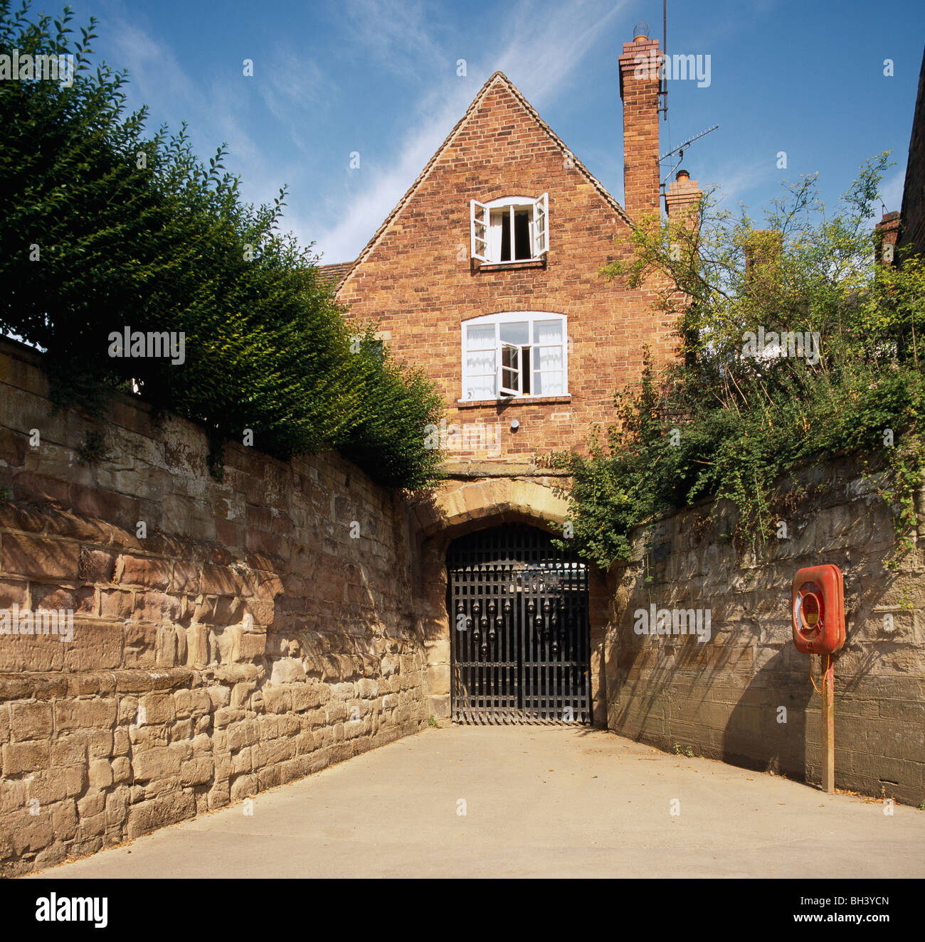 Worcester Cathedral. Watergate built 1378 with a defensive portcullis ...