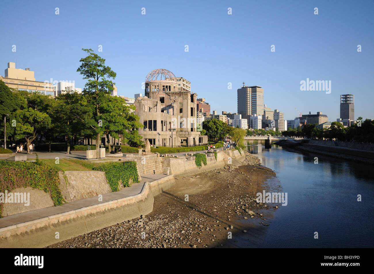Genbaku Domu (Hiroshima Peace Memorial, aka the Atomic Bomb Dome or A-Bomb Dome) as seen from ...