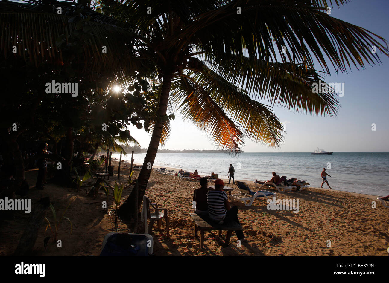Sunset on the beach, Las Terrenas, Samana peninsula, Dominican Republic ...