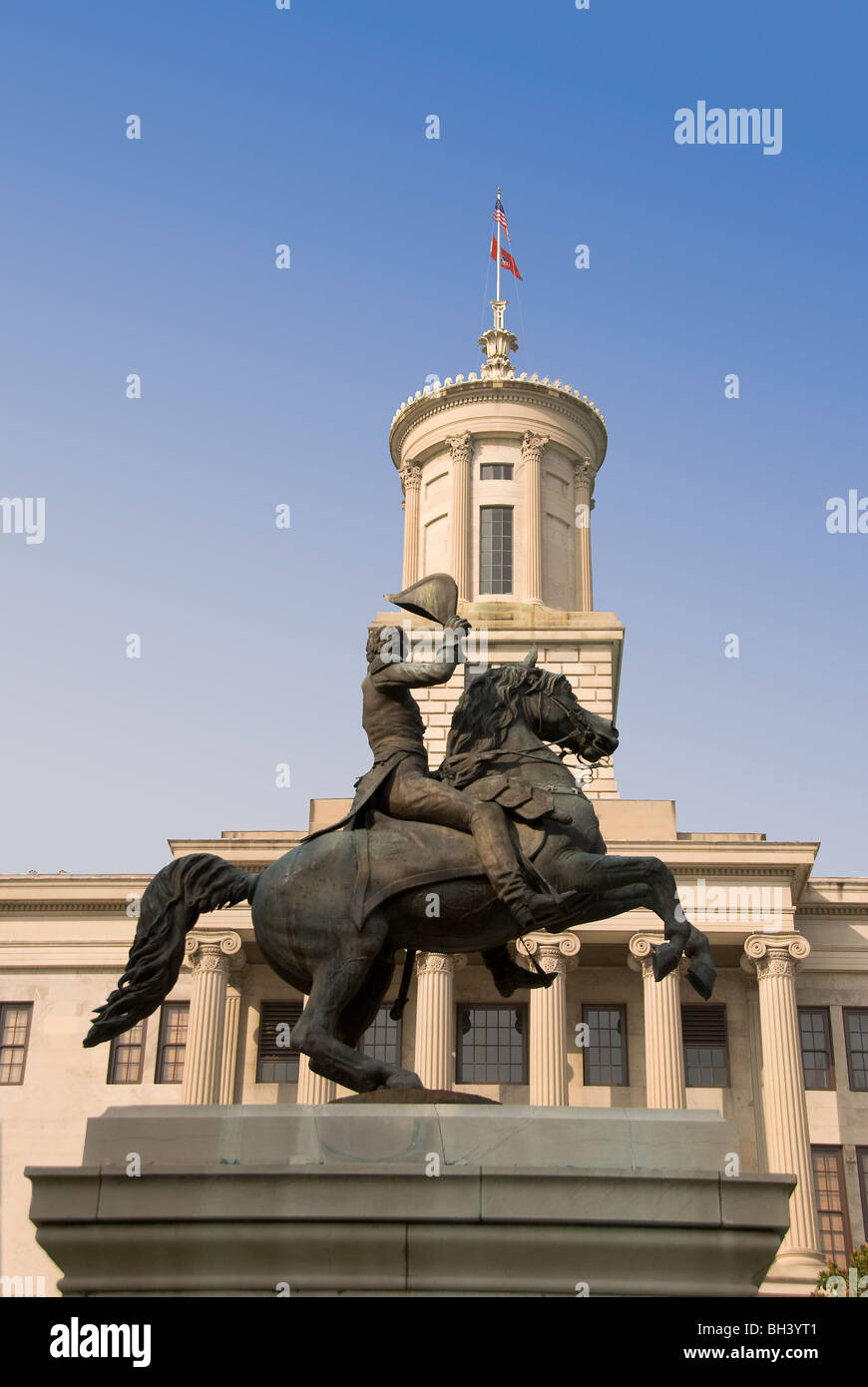 Famous equestrian statue of President Andrew "Old Hickory" Jackson, at ...