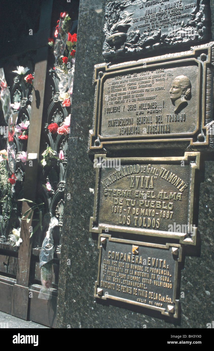 ARGENTINA - THE TOMB OF EVA PERON AT THE RECOLETA CEMETERY IN BUENOS ...