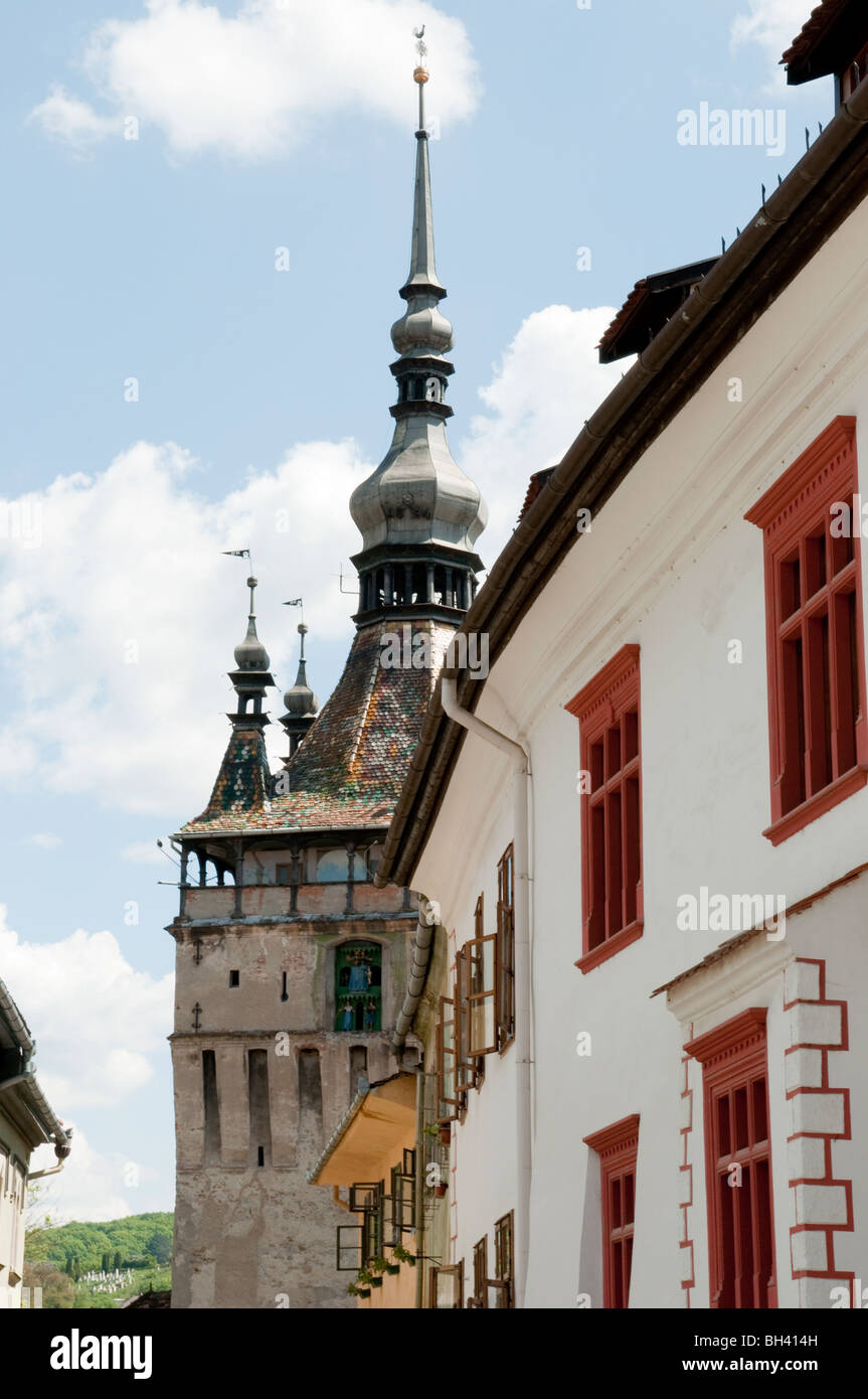 Medieval clock tower Sighisoara Transylvania Romania Eastern Europe ...