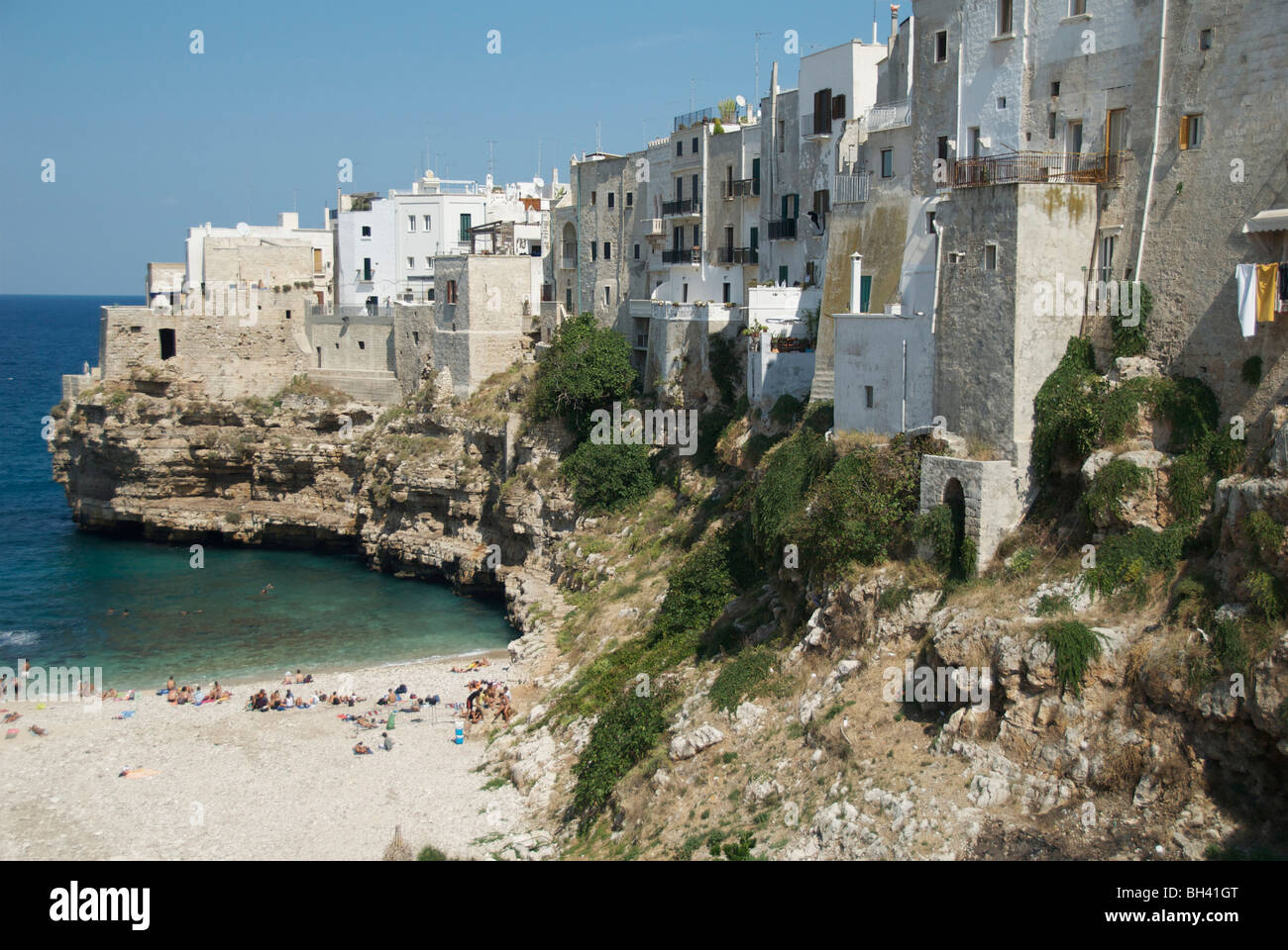 The Old Town of Polignano al Mare stands on a rocky promontory near ...