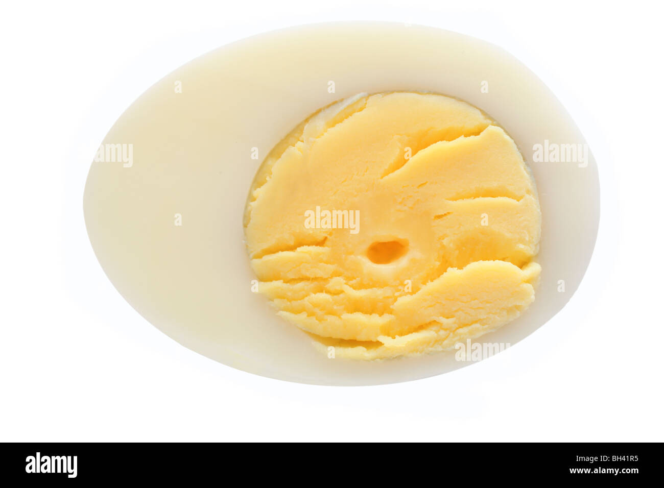 Half of a hard-boiled egg over a white background Stock Photo - Alamy