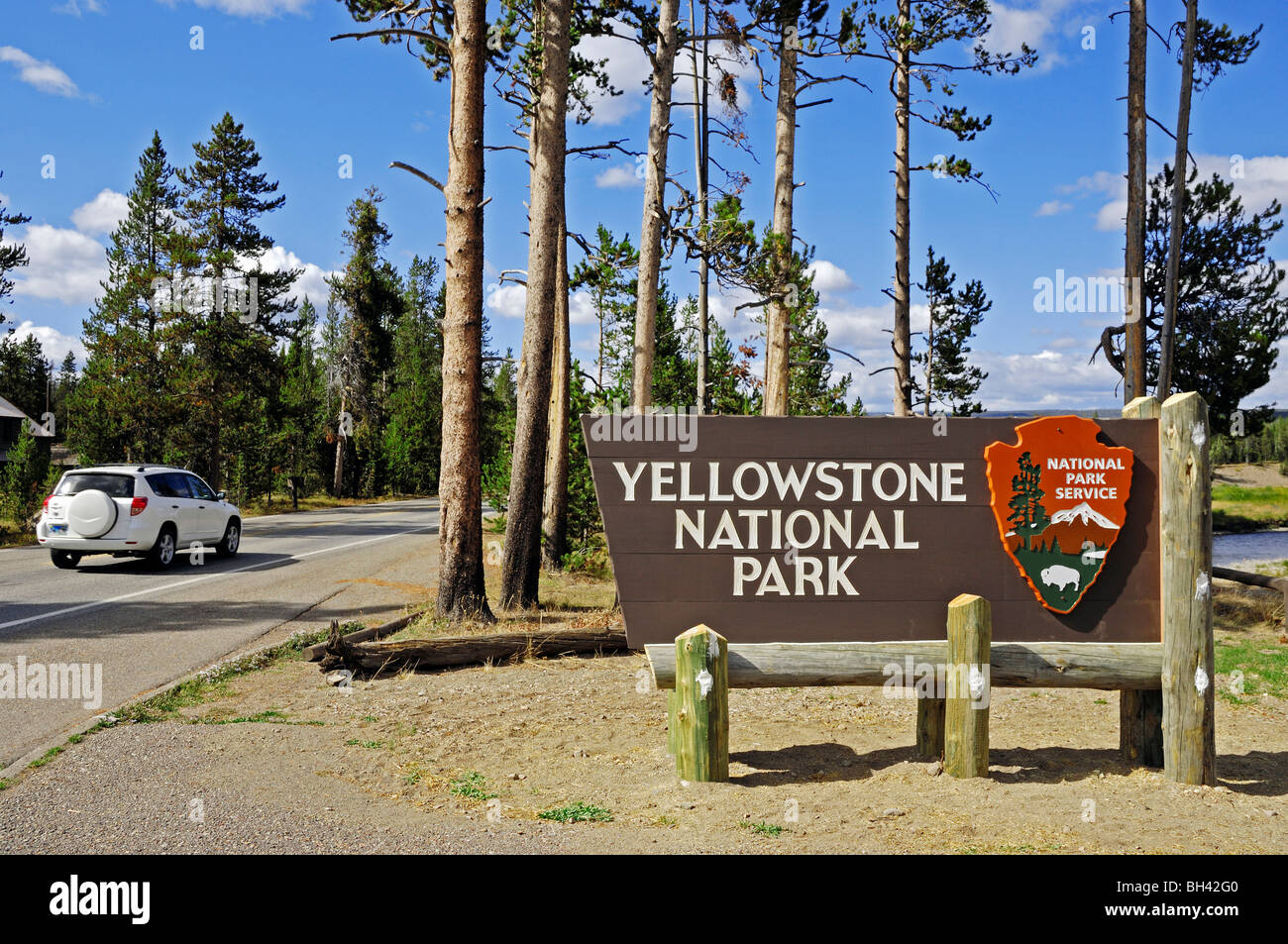 Sign Yellowstone national park Stock Photo - Alamy