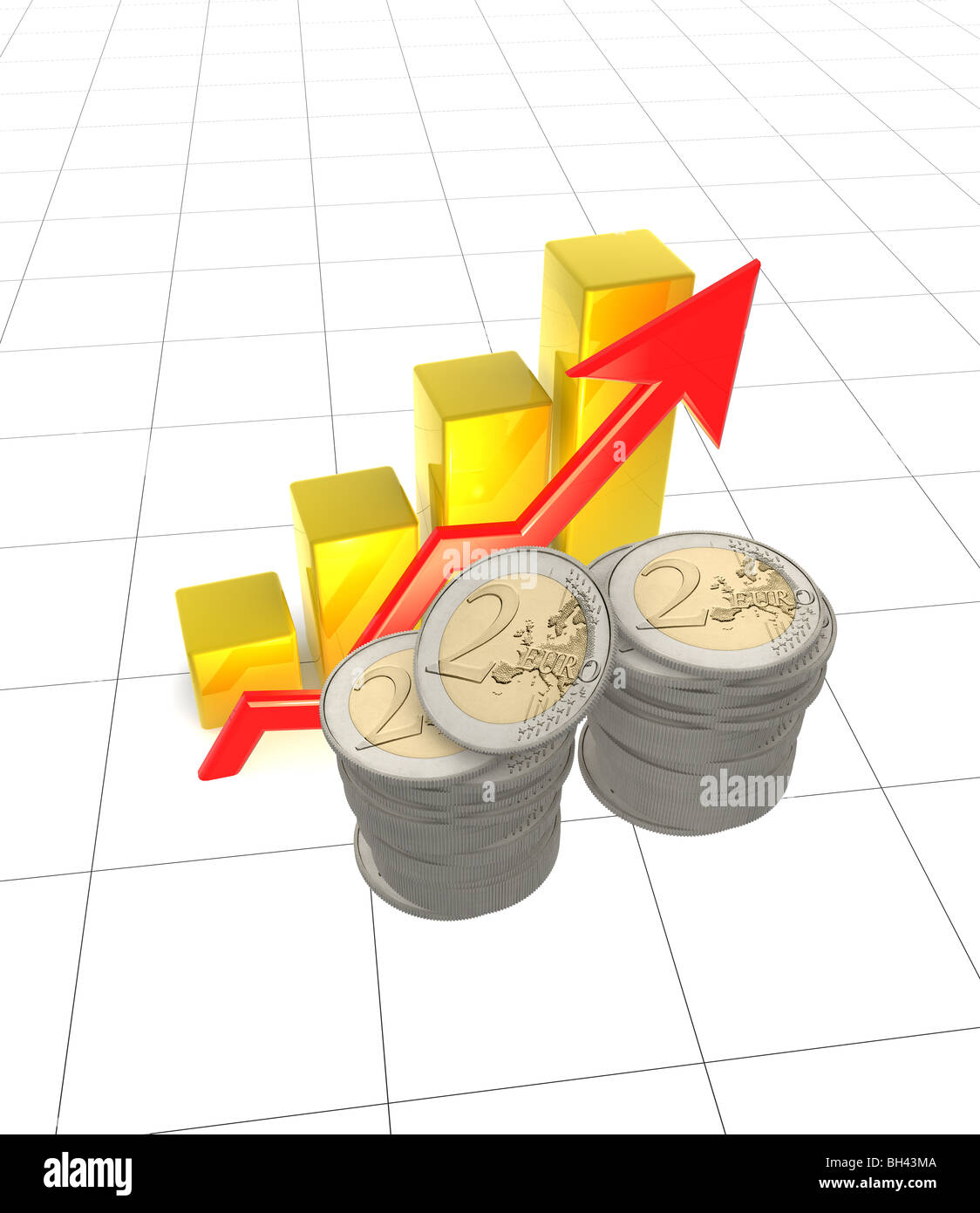 euro coins and chart Stock Photo - Alamy