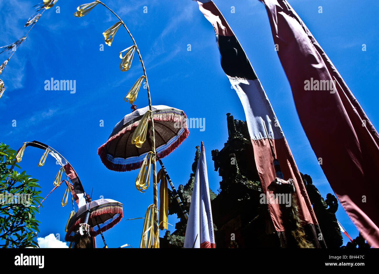 Temple banners Bali Indonesia Stock Photo - Alamy