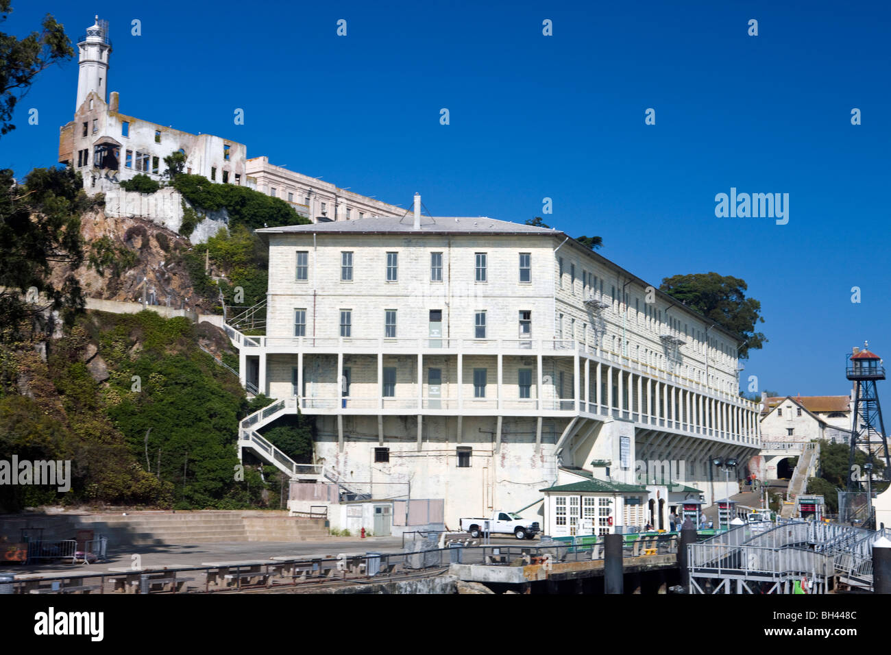The dock at Alcatraz Island, Golden Gate National Recreation Area, San ...