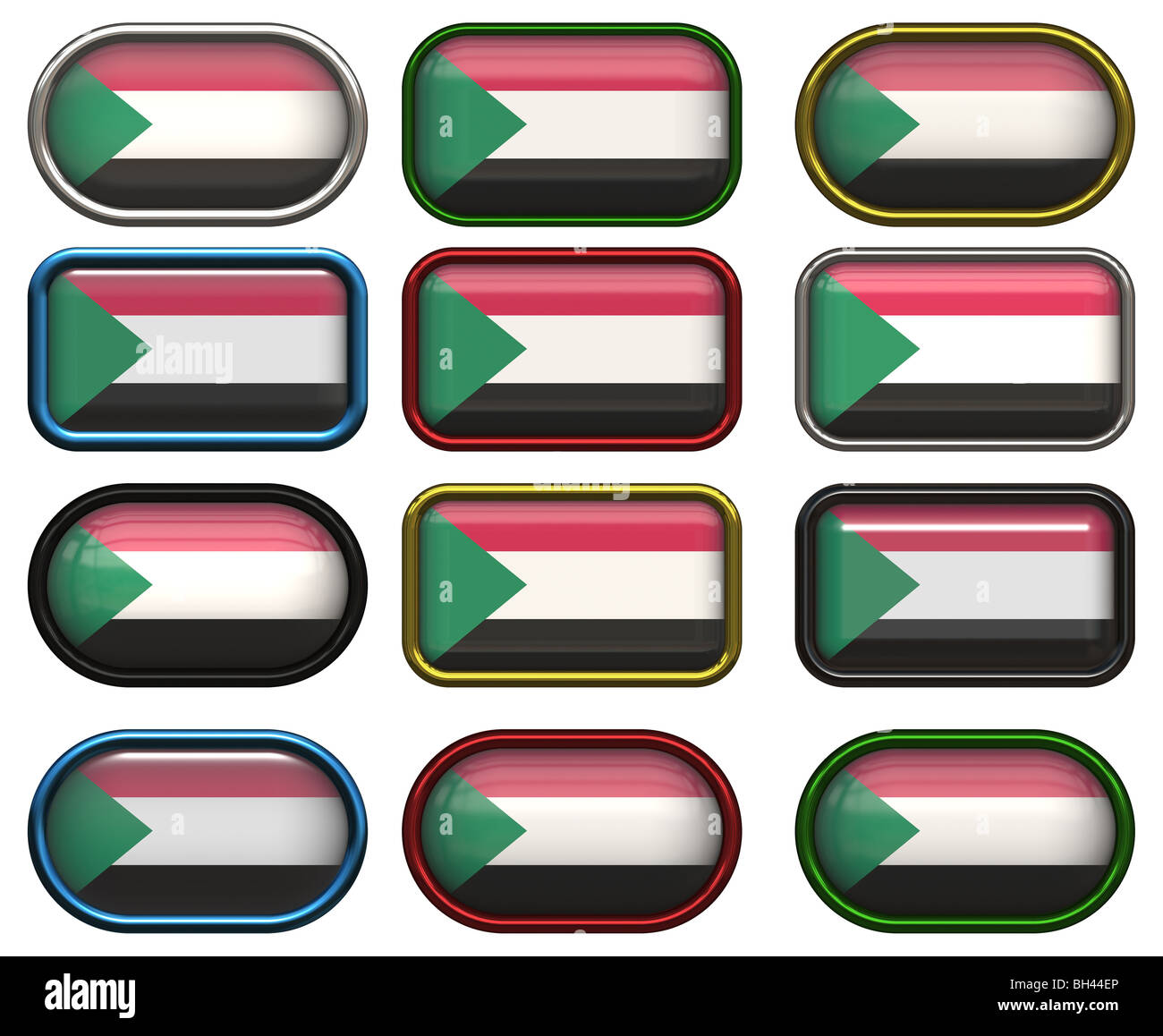 twelve Great buttons of the Flag of Sudan Stock Photo - Alamy