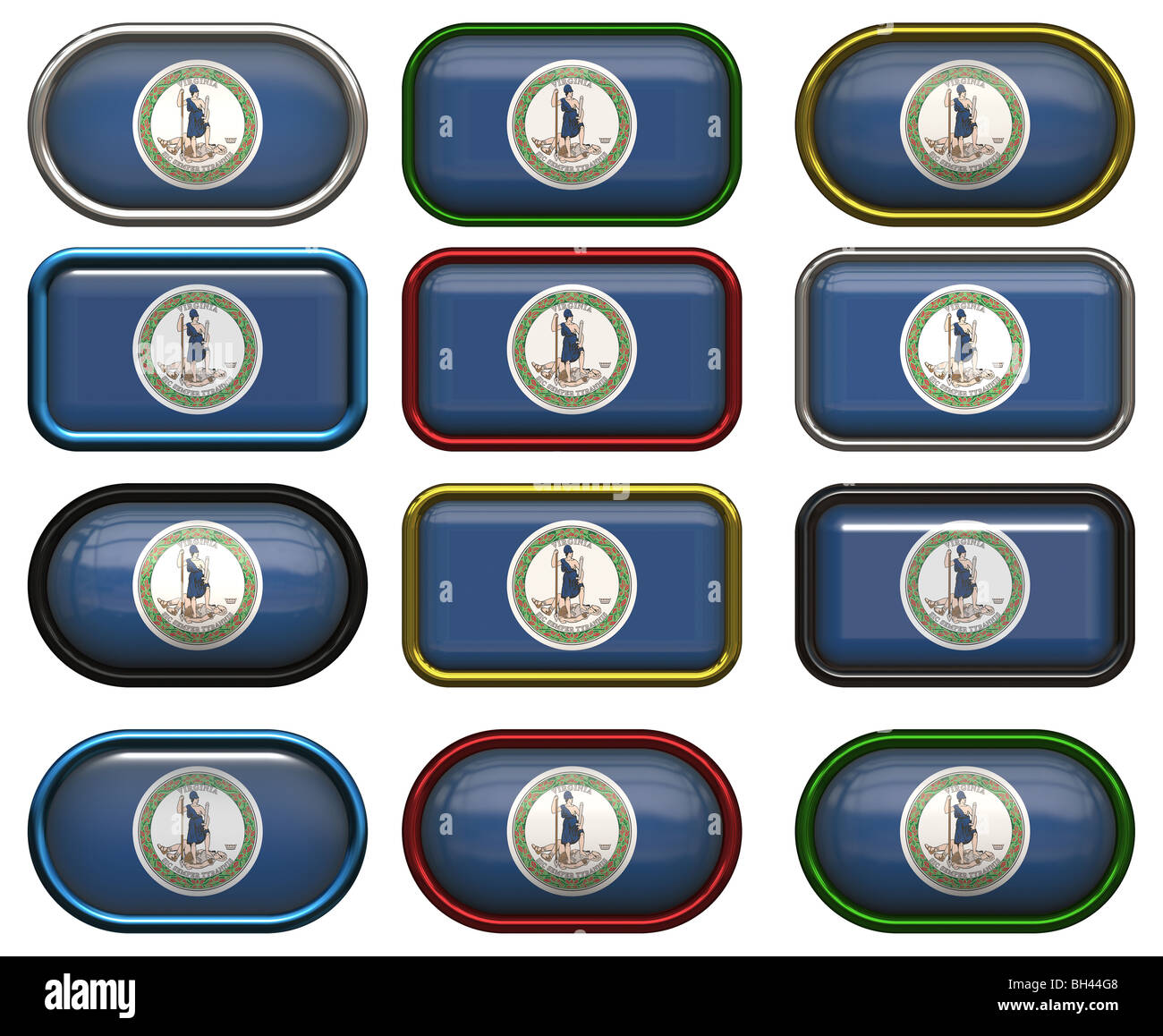 twelve Great buttons of the Flag of Virginia Stock Photo - Alamy