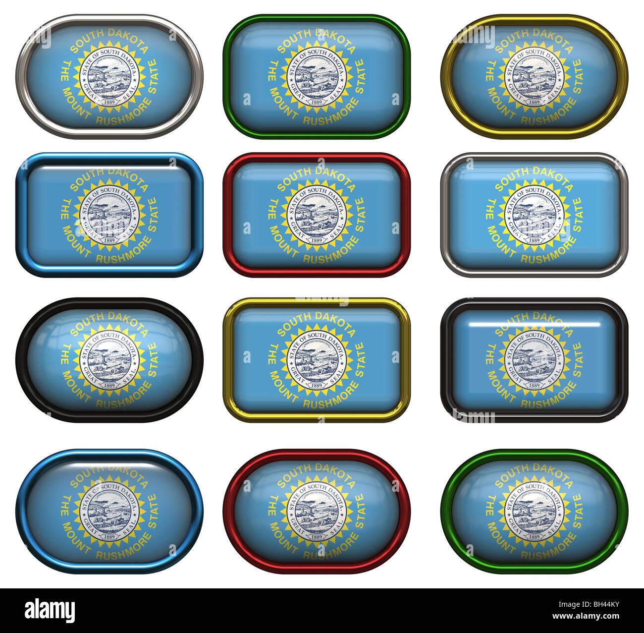 twelve Great buttons of the Flag of South Dakota Stock Photo - Alamy