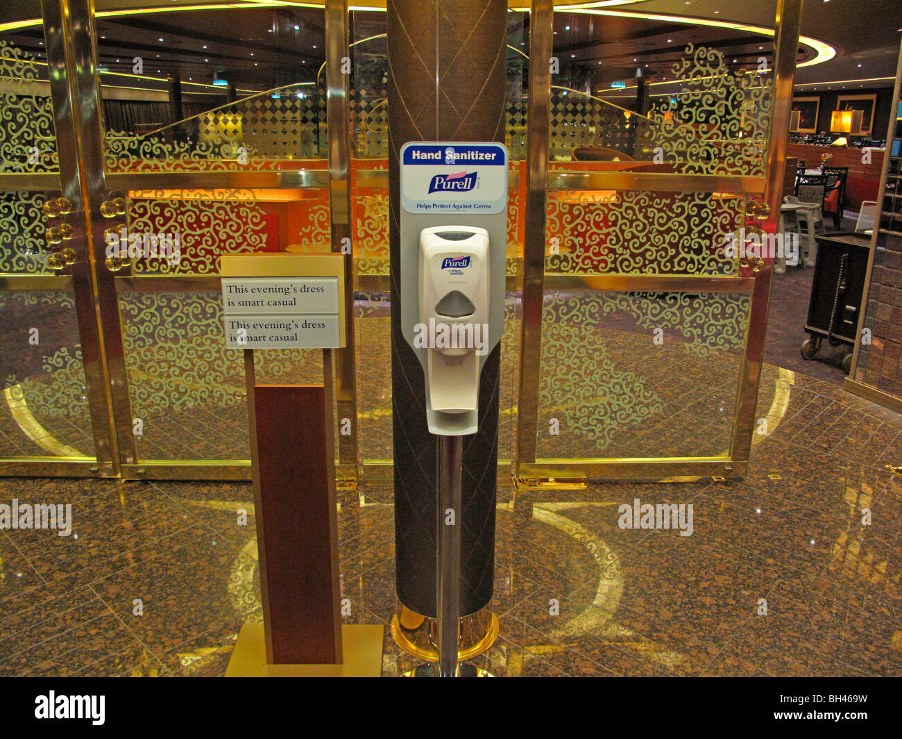 Eurodam cruise ship hand sanitizer Stock Photo - Alamy