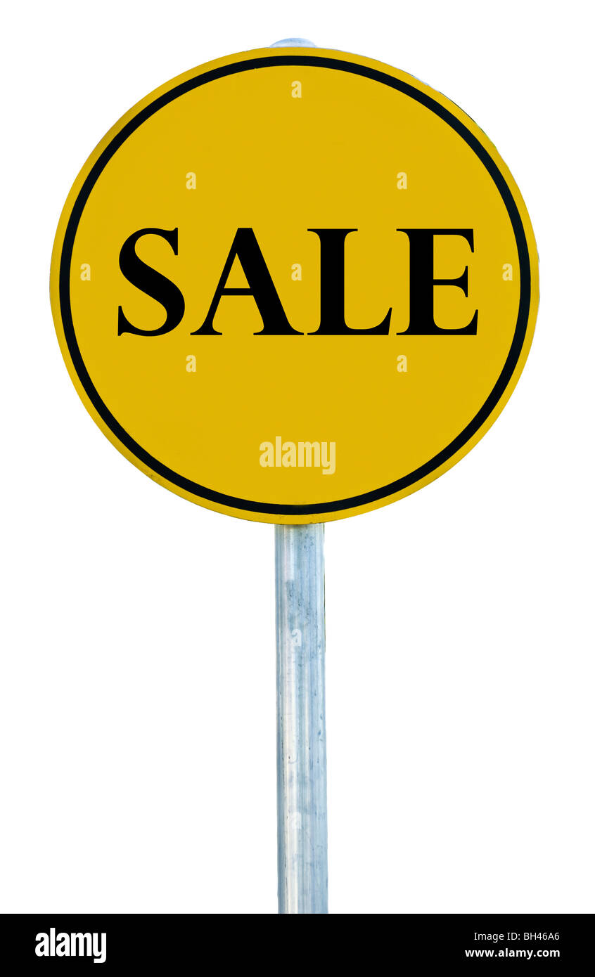A sale sign isolated on white Stock Photo - Alamy