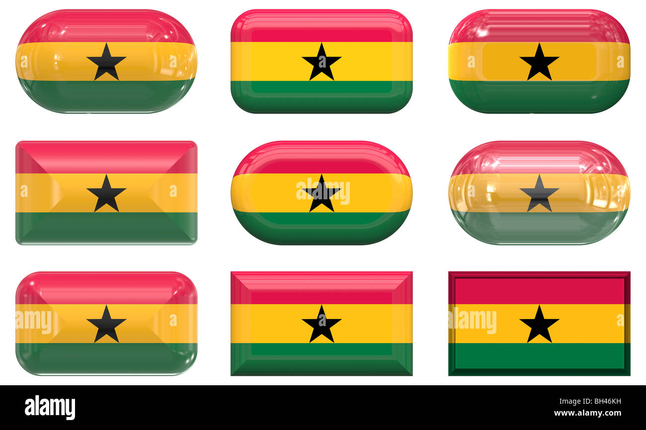 nine glass buttons of the Flag of Ghana Stock Photo - Alamy