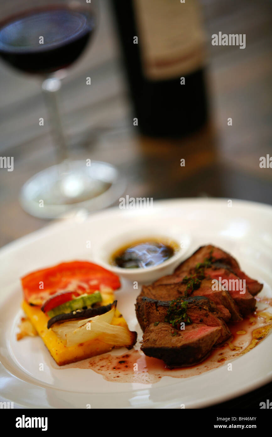 Filet Mignon dish at the upmarket restaurant of Lagarde winery, Lujan ...