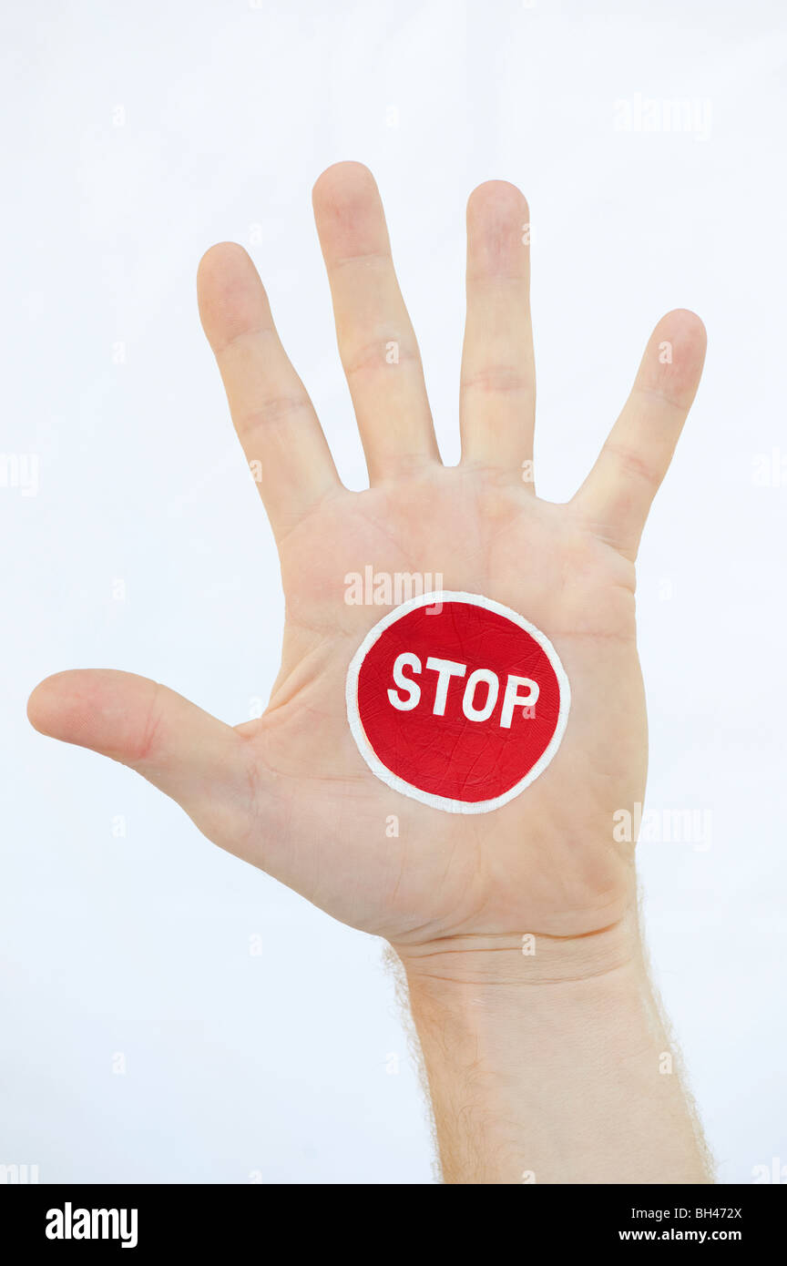 Red stop sign hand hi-res stock photography and images - Alamy