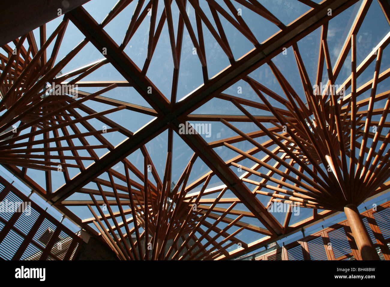 Transparent roof construction of a shopping mall in Maastricht Stock ...