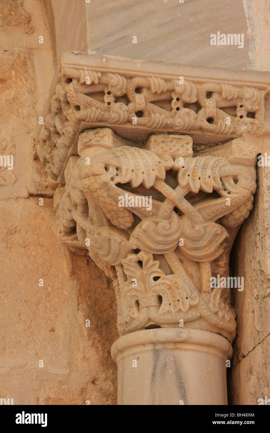 Israel, Jerusalem, a column capital at the Ascension Chapel on the ...