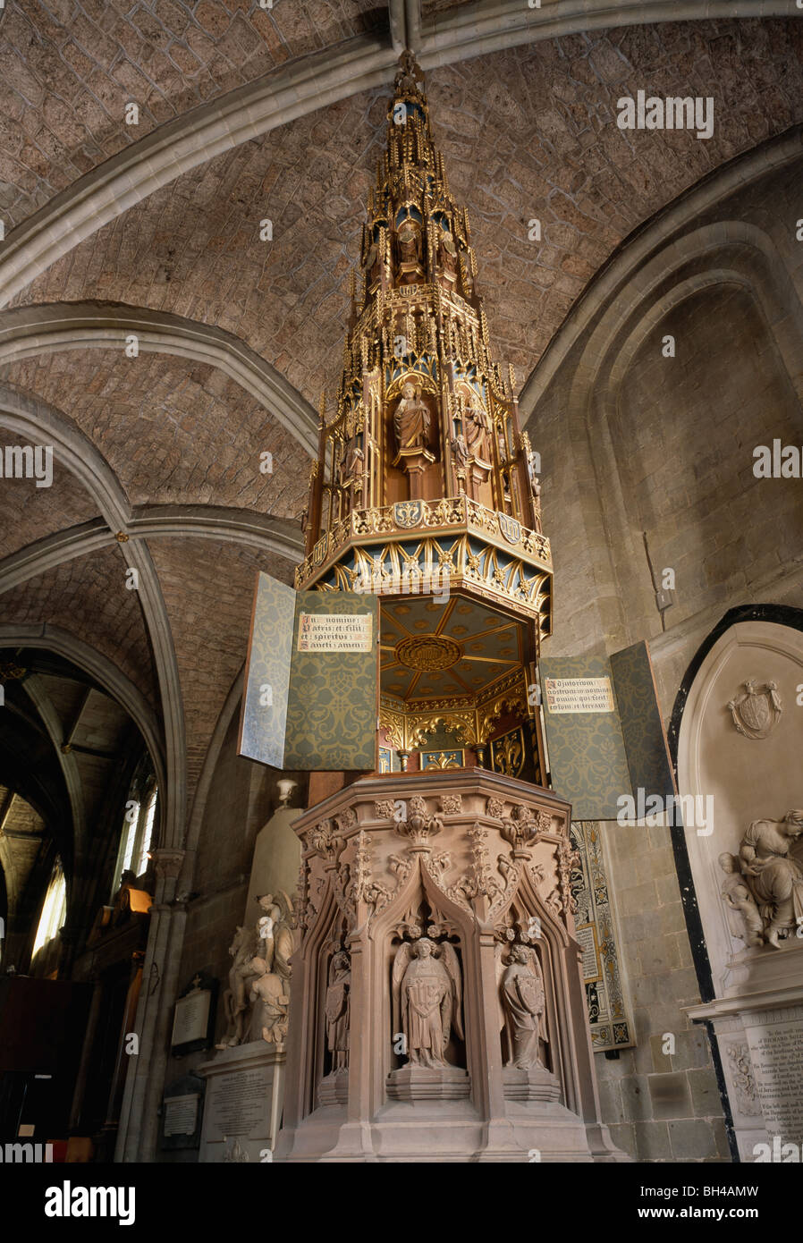 Worcester Cathedral: the font in the south nave aisle 1850s-60s as part ...