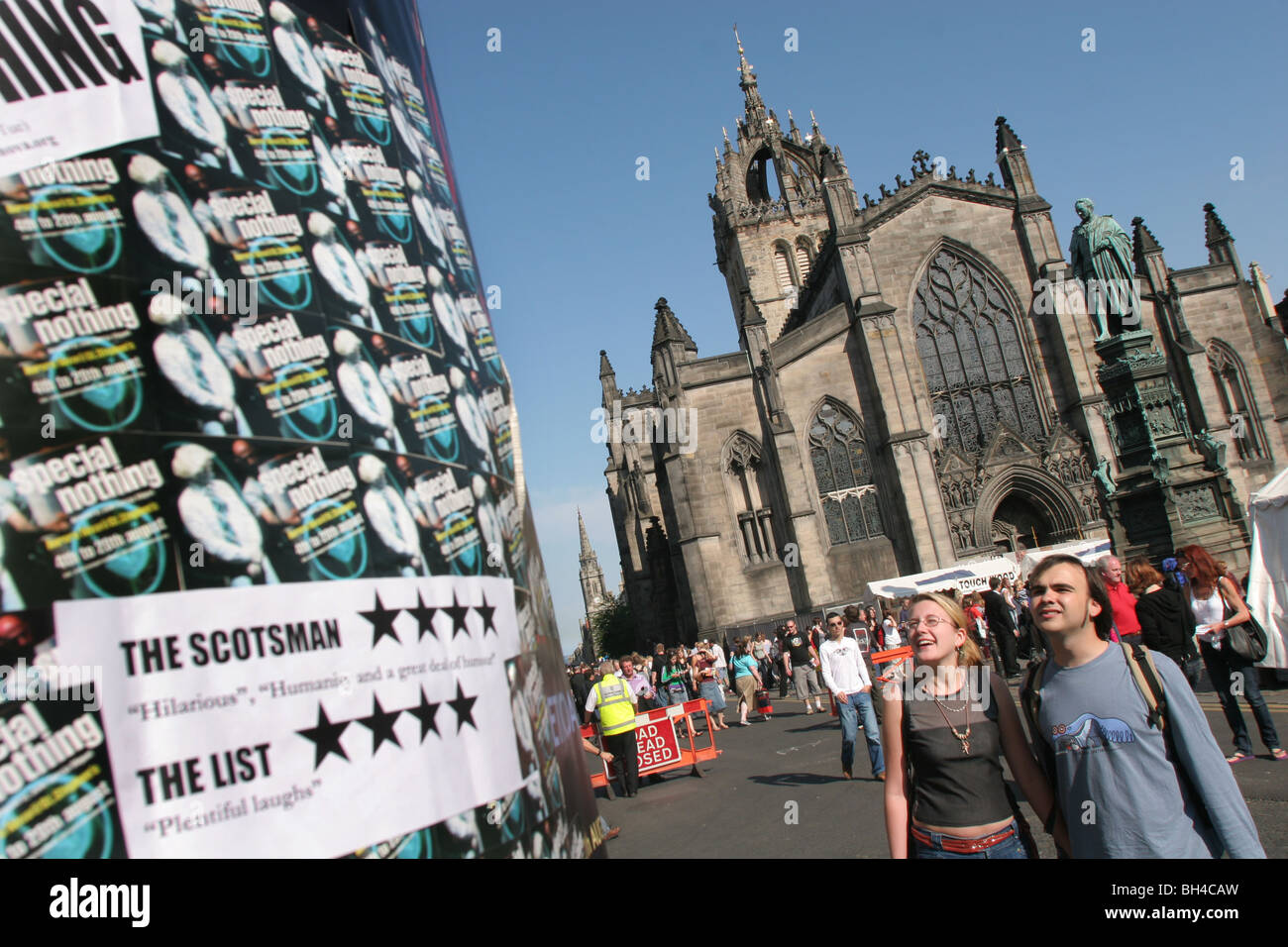 Performers on Royal Mile High Street, Edinburgh, during the ...