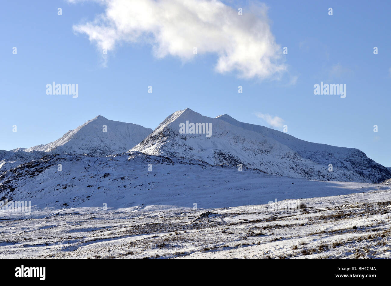 View of Snowdon Y Lliwedd and Grib Goch from Pen-y-Gwryd Stock Photo ...