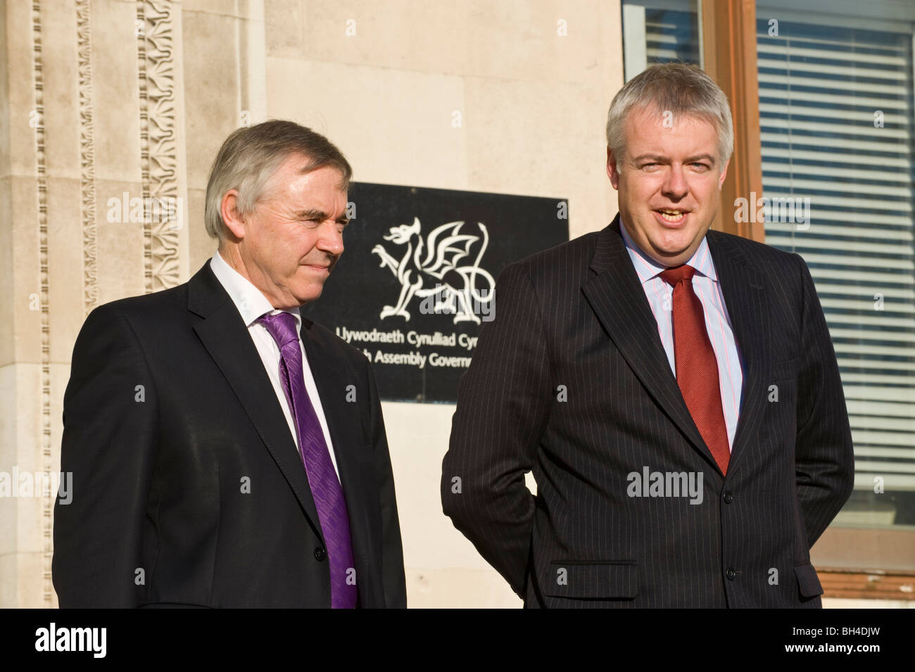 Carwyn Jones (R) on first day as First Minister of the Welsh Assembly ...