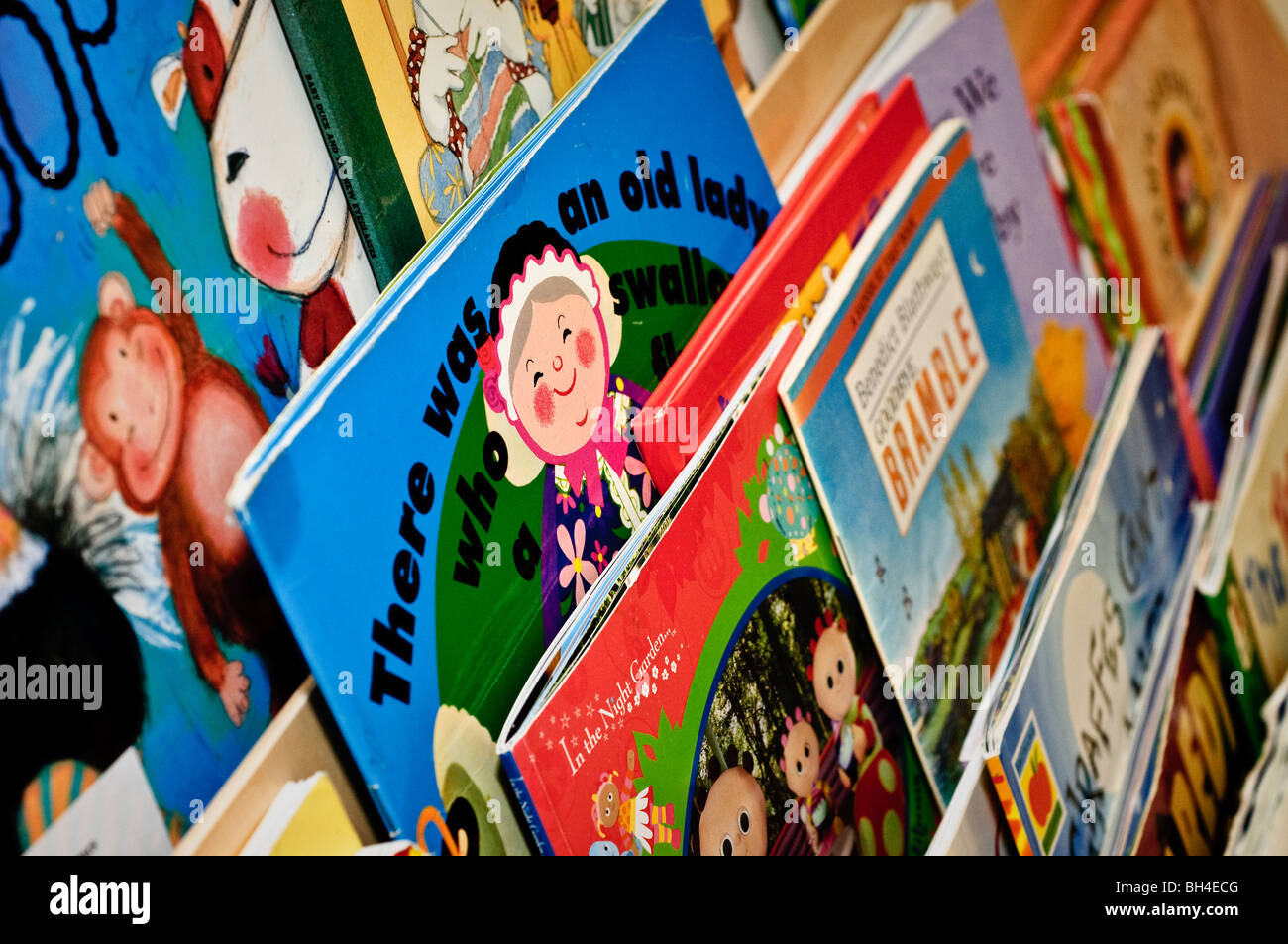 Display of children's books in a nursery school Stock Photo - Alamy